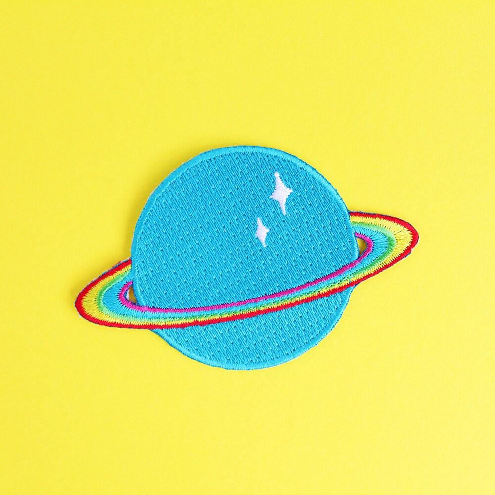 Rainbow Planet Embroidered Iron on Patch