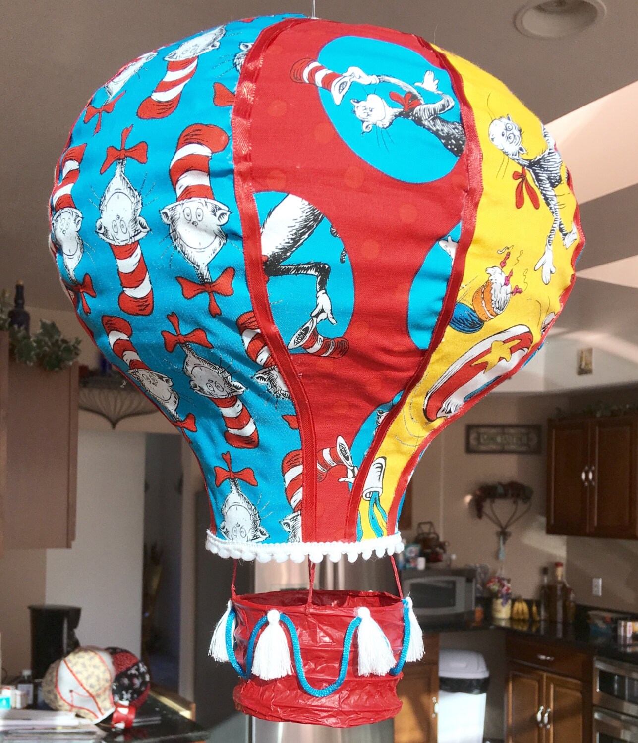 Dr Seuss cat in the Hat hot air balloon. Great party