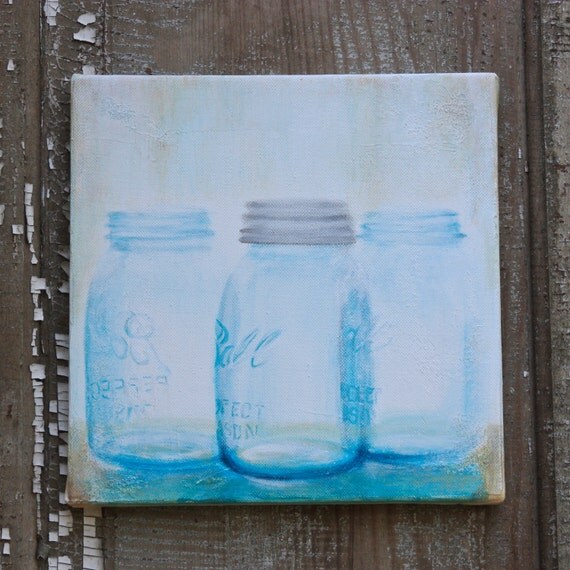 Ball Jar painting Mason Jars square painting small
