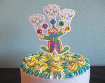 Items similar to Colorful Cute Clown Cake Topper / Clown Party ...