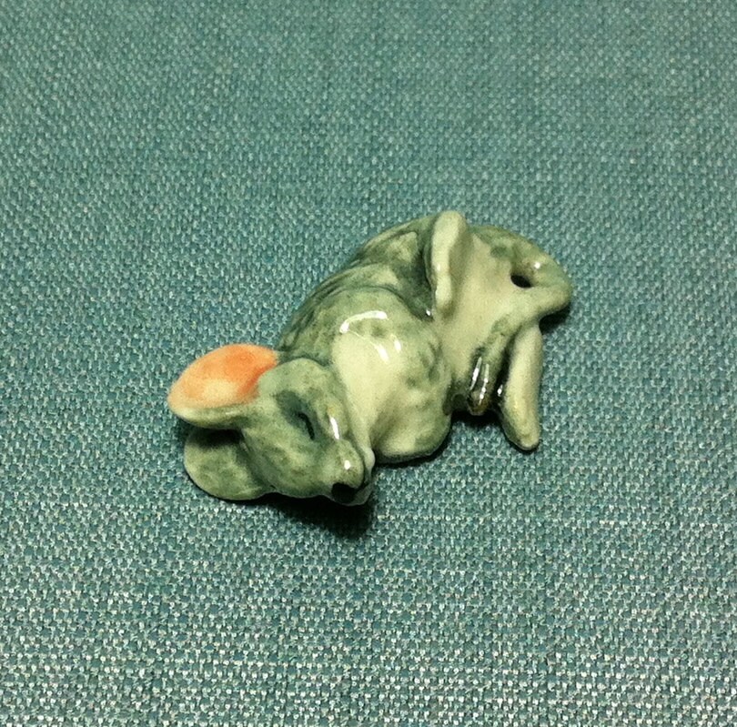 Miniature Ceramic Rat Mouse Sleeping Animal Cute Little Tiny