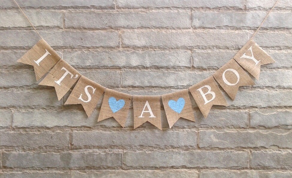 IT'S A BOY Burlap banner Baby Boy Baby shower Welcome