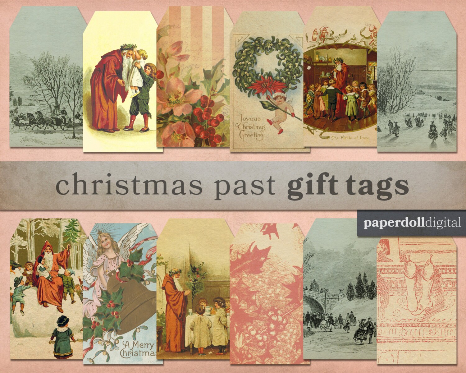 Victorian Christmas Vintage Style Printable Gift Tags