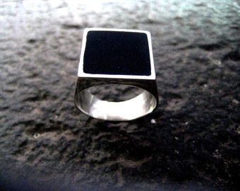 Black stone ring | Etsy