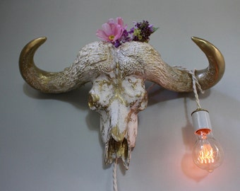 Buffalo skull art | Etsy