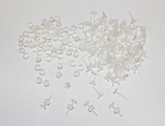 PROMO DISCOUNT Small clear plastic stud earrings posts pin