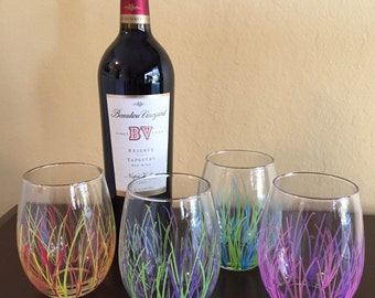 Items similar to Hand Painted Glassware Centerpiece Set on Etsy