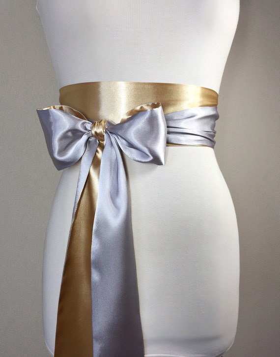 Gold & Silver Sash Satin Sash Silver and Gold Sash Belt