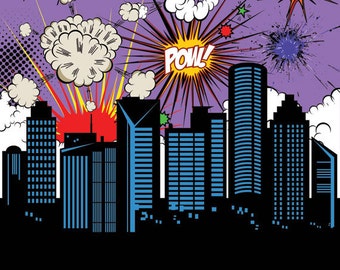 Superhero cityscape | Etsy