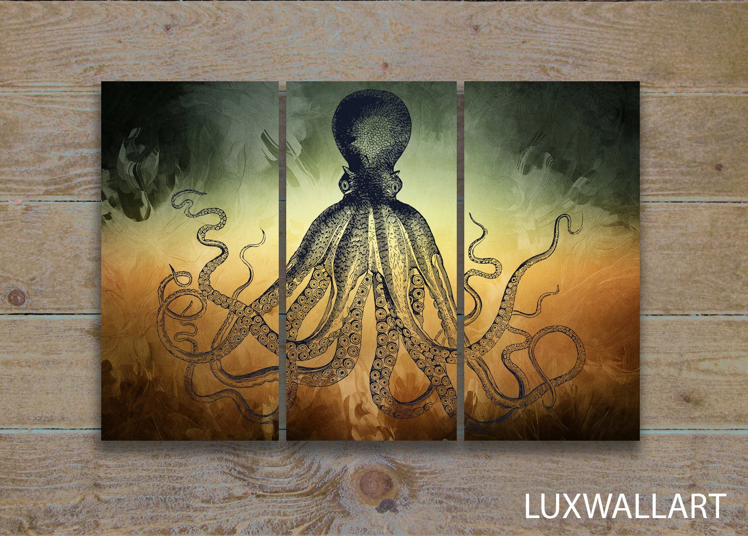 Abstract Octopus Wall Art Triptych