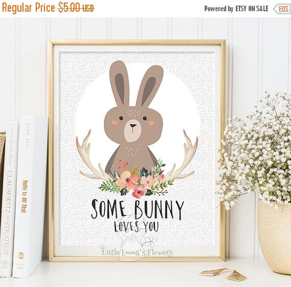 Some bunny loves you Woodland Nursery wall by LittleEmmasFlowers