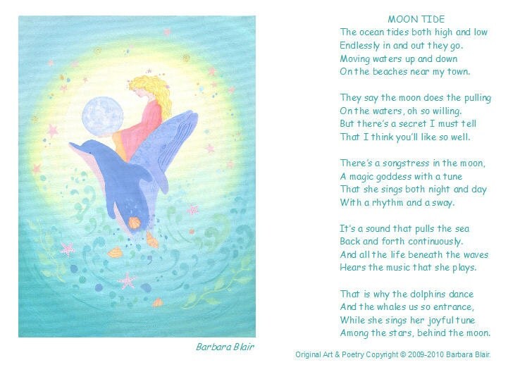 Poetry Art Print Moon Tide Whimsical Poem and