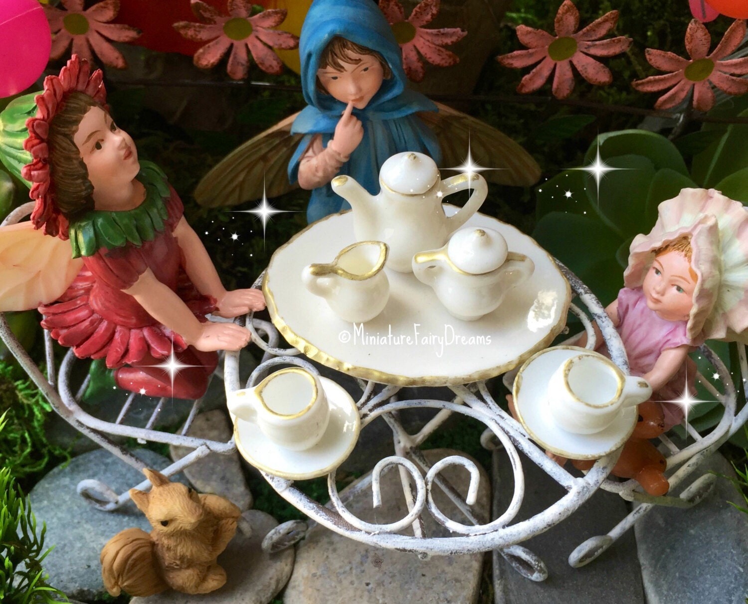 Fairy garden tea set miniature garden fairy tea party