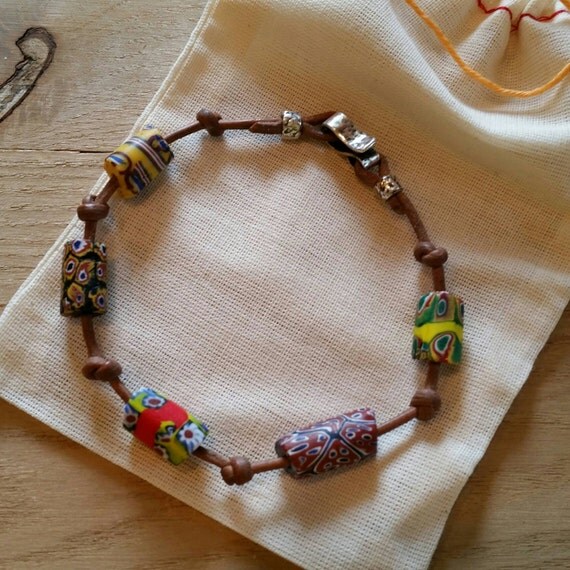 Myquest African Trade Bead Bracelet By Oakleafleathergoods On Etsy