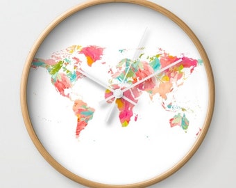 Map wall clock | Etsy
