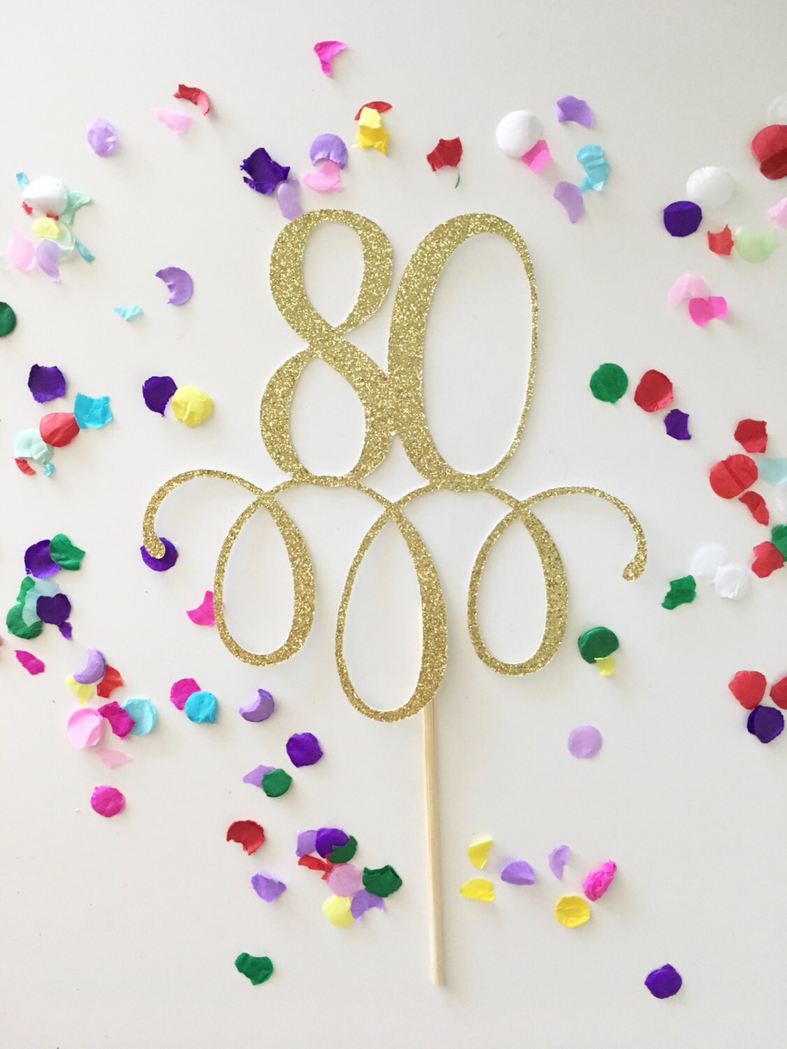 Sparkly Glitter 80 Cake Topper. Eighty Cake Topper. 80th