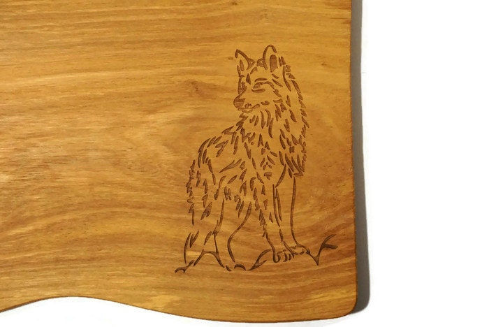 Wolf cutting board wolf home decor 5th anniversary olive