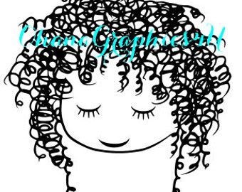 Curly hair svg | Etsy