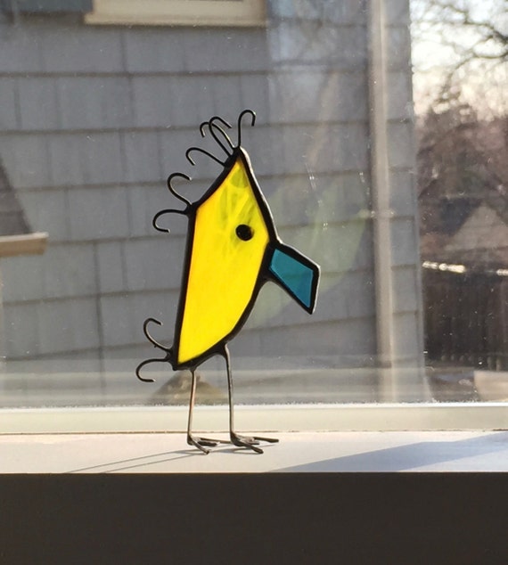 Yellow Scrappy Stained Glass Bird