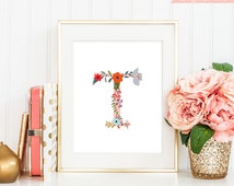 Unique monogram letter t related items | Etsy