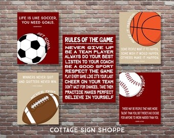 Set of 4 Motivating Sports Quotes PRINTABLE Signs. Football