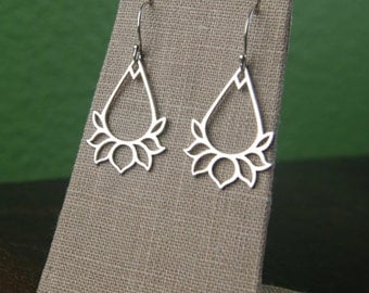 Round lotus flower pendant earrings in sterling silver lotus