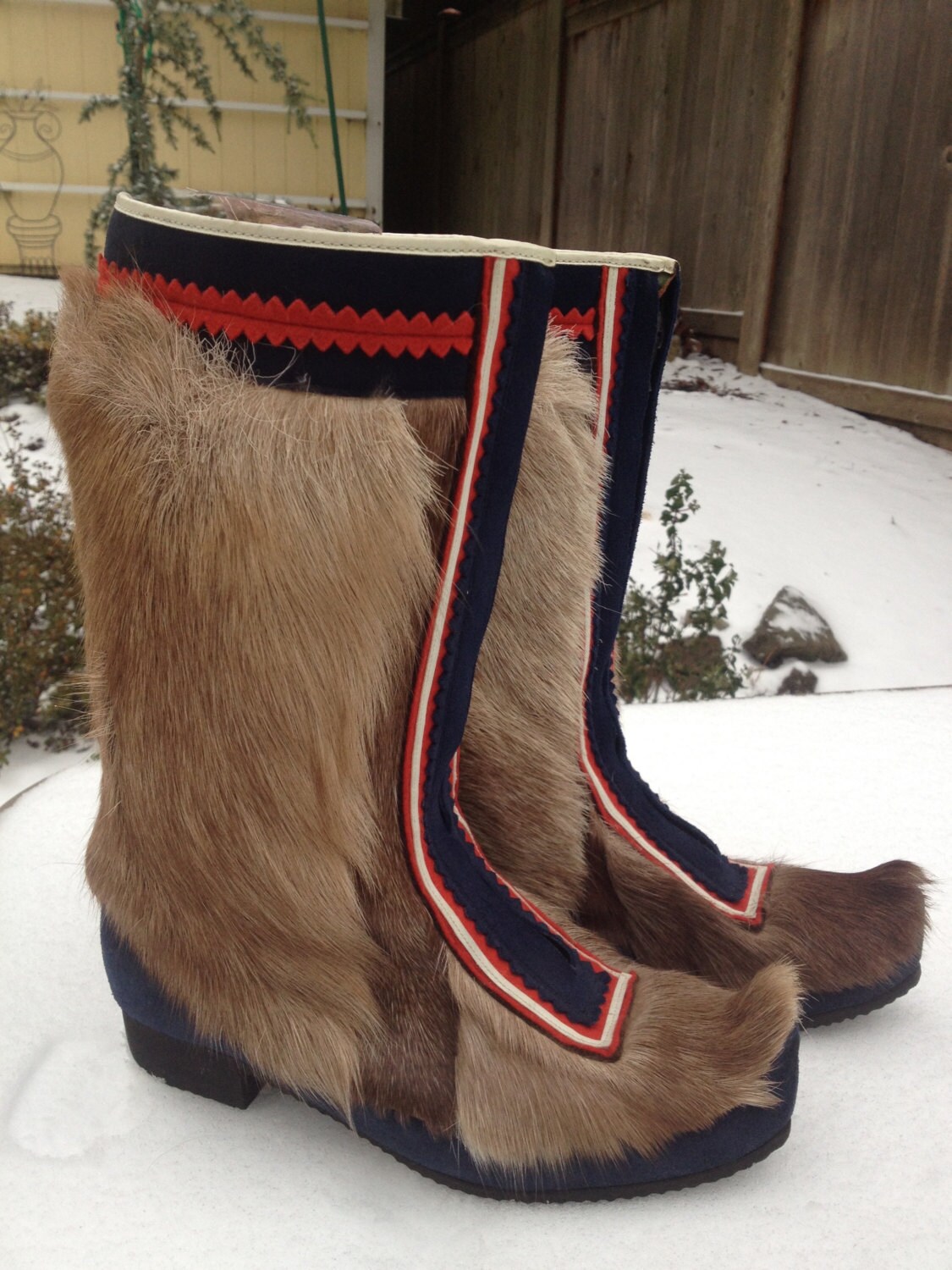 Icelandic Reindeer Fur Boots 1960s Sami Saami Swedish