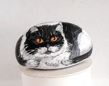 Unique painted rock cat related items | Etsy