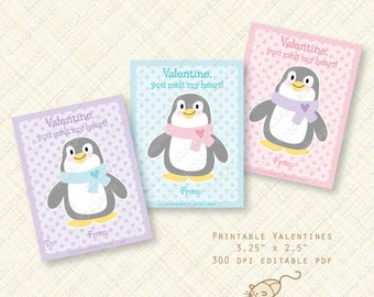 Printable Penguin Valentine's Day Card I think