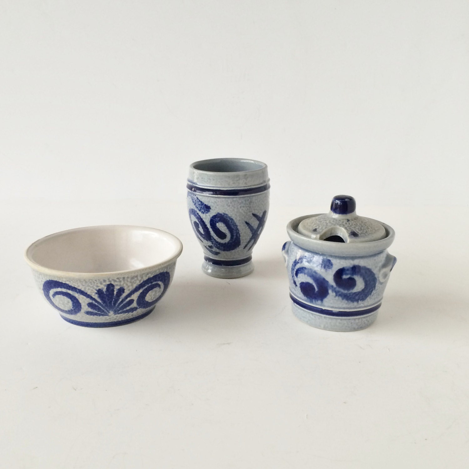 Vintage Marzi and Remy Stoneware Cup 3062 Condiment Jar 3057