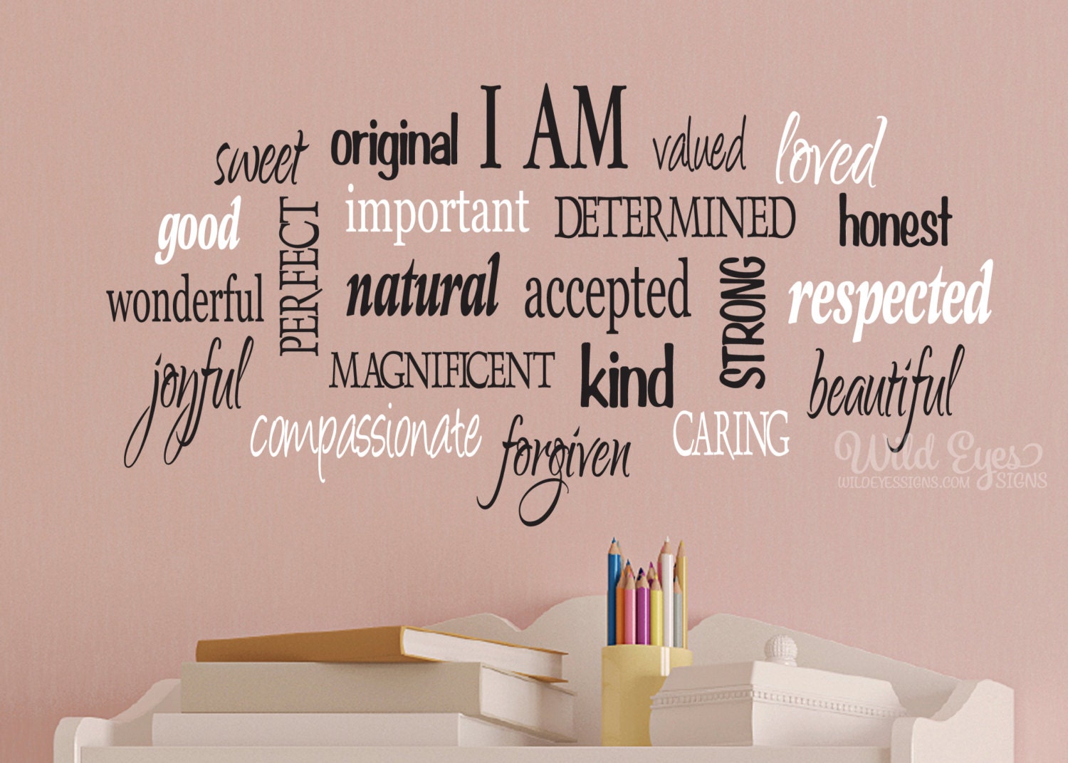 I am Positive word collage for girls Teen girl vinyl wall