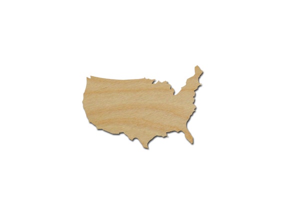 United State Cutout Unfinished Wood USA Shape Variety of Sizes