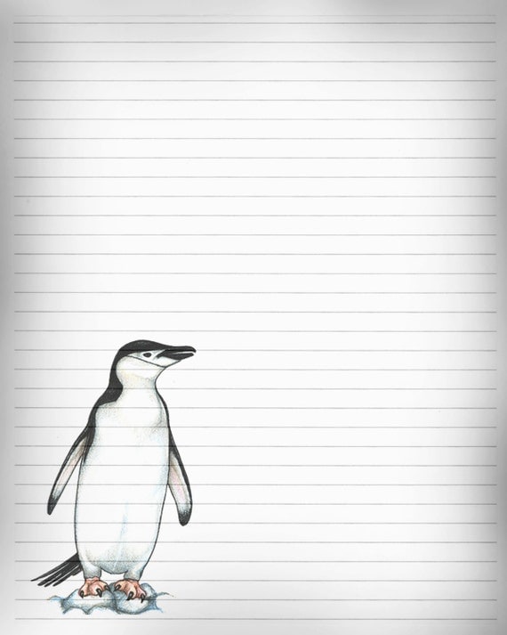 Printable Penguin Journal Page Penguin Stationery Lined