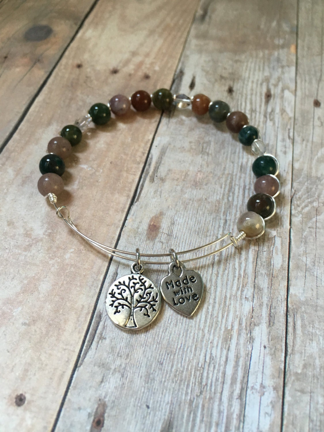 Fancy Jasper Wire Bracelet Jasper Gemstone Beaded by JulemiJewelry