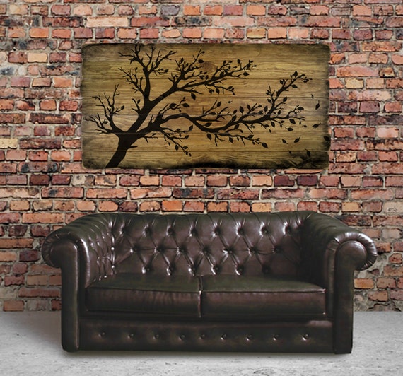Tree Branch Art on Distressed Sold Wood Boards 49 x
