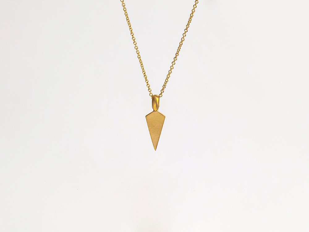 Mens 22k Gold Unique Necklace Gold Arrowhead Pendant