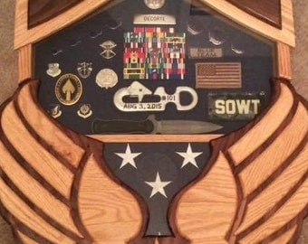 Handcrafted Air Force Shadow Box Oak & Black Walnut the