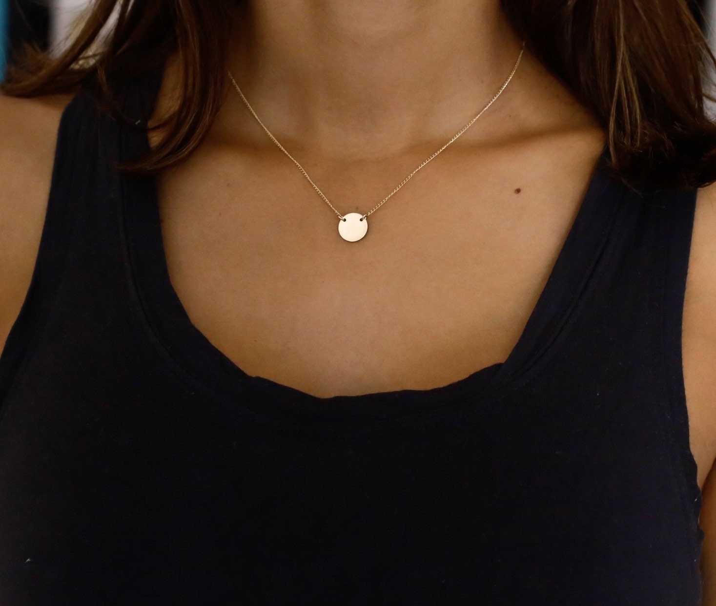 Gold Disc Necklace Gold Necklace gold coin Necklace Gold