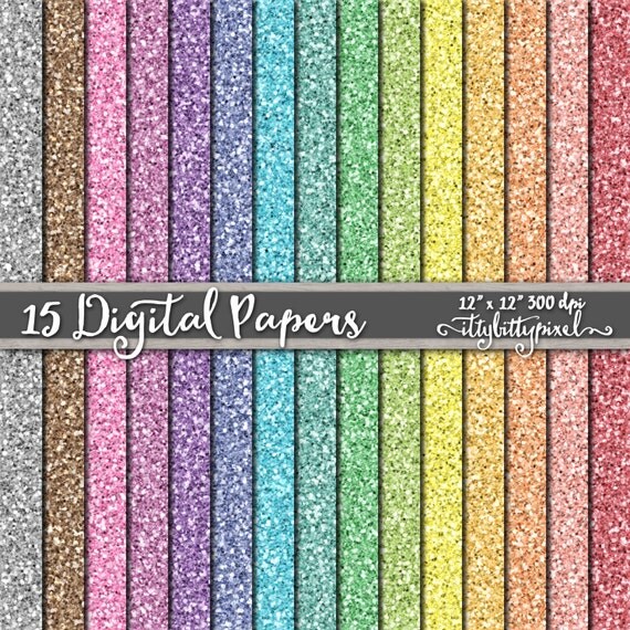 Glitter Digital Paper Light Rainbow Colors Sparkle