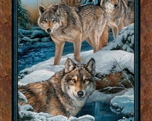 Popular items for wolf fabric panel on Etsy