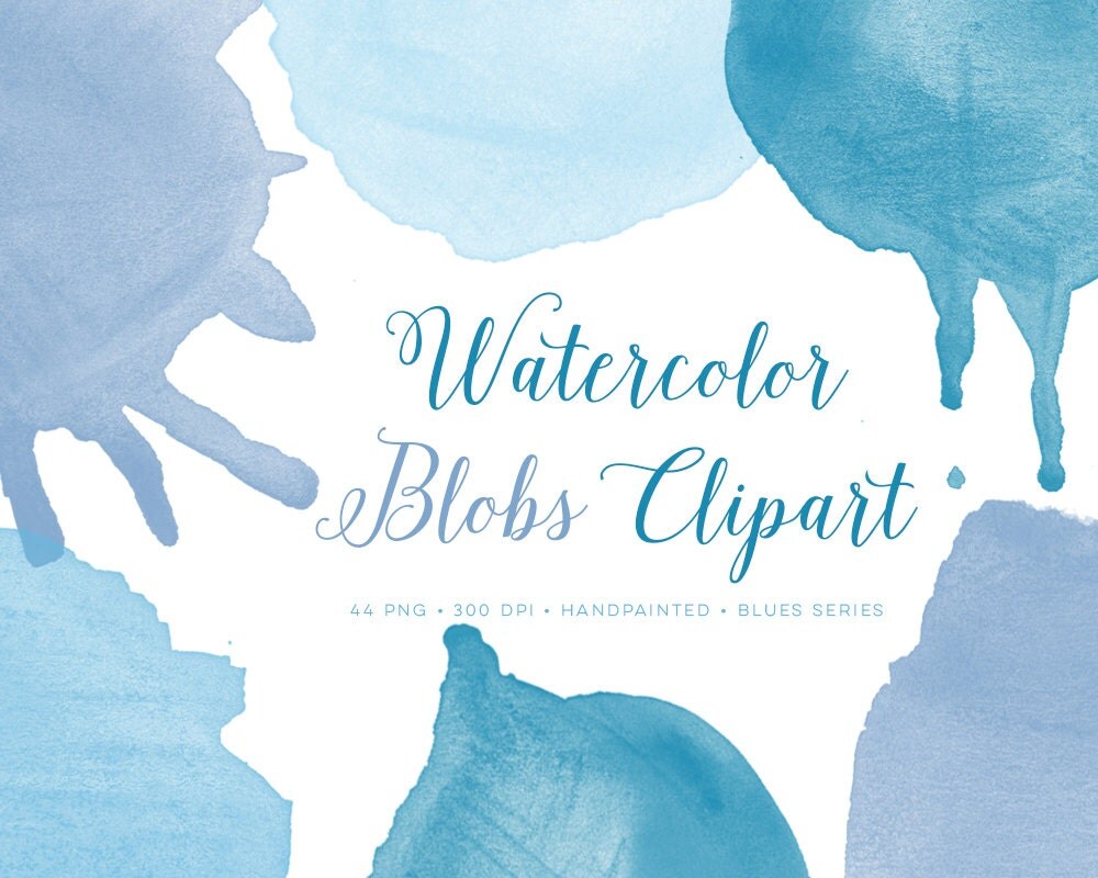 Watercolor Hand Painted Clipart Blobs Round. Watercolour graphics for ...