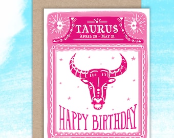 Taurus birthday card | Etsy