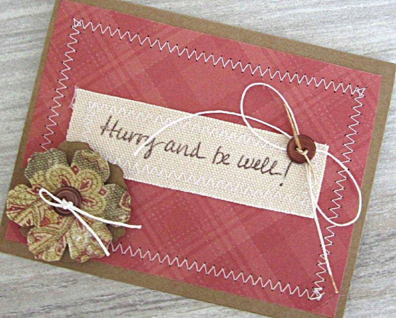 Homemade Get Well Card Rustic Feel Better Soon Card Homemade