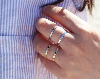 Hammered Bypass Ring Adjustable Open Band Spiral Ring Gold