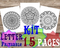 Kit of 15 coloring pages for adults, Mandalas, Zentangles, Doodles ...