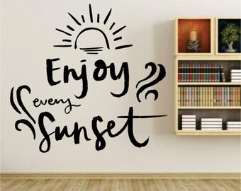 Sunset vinyl decal | Etsy