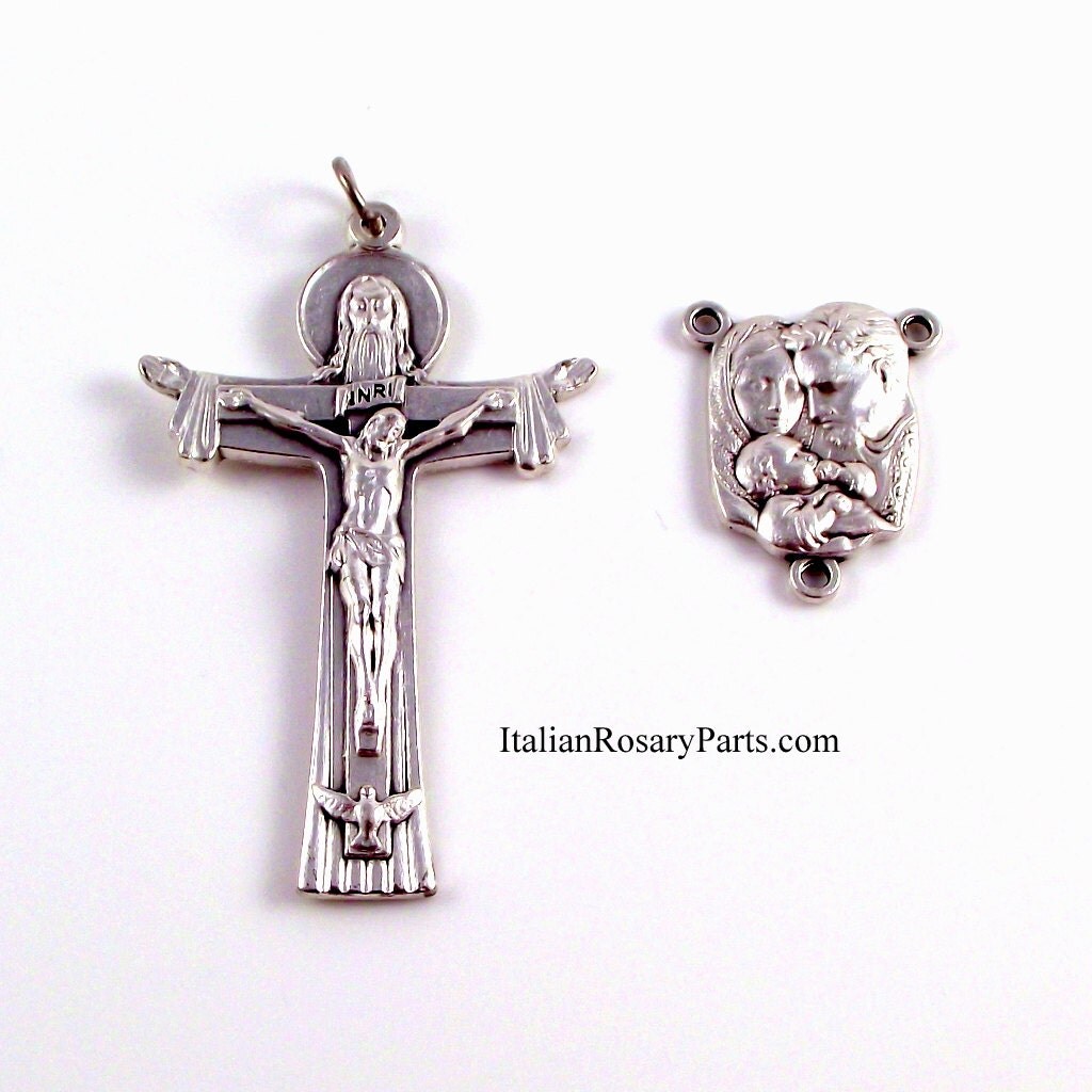 Rosary Center and Crucifix Set Holy Family Center with Trinity