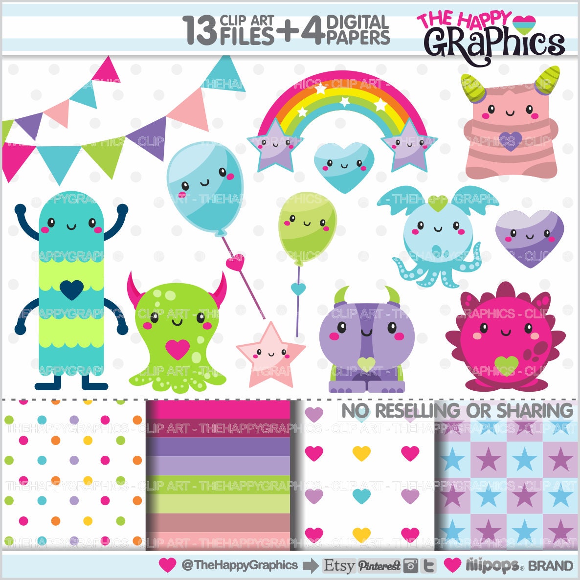 Monster Clipart Creature Clipart Monster Party by TheHappyGraphics