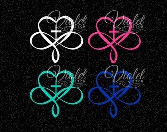 Cross heart decal | Etsy