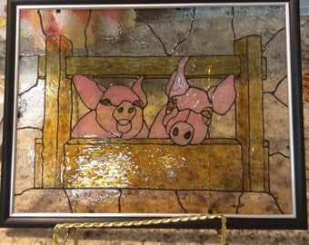 Stained glass pig | Etsy